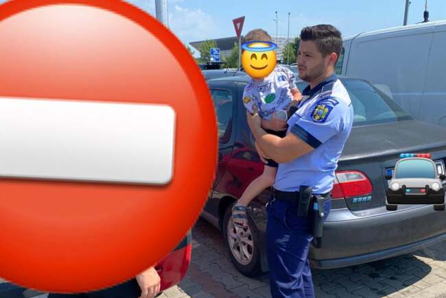 Un polițist a salvat un copil închis într-o mașină aflată într-o ...