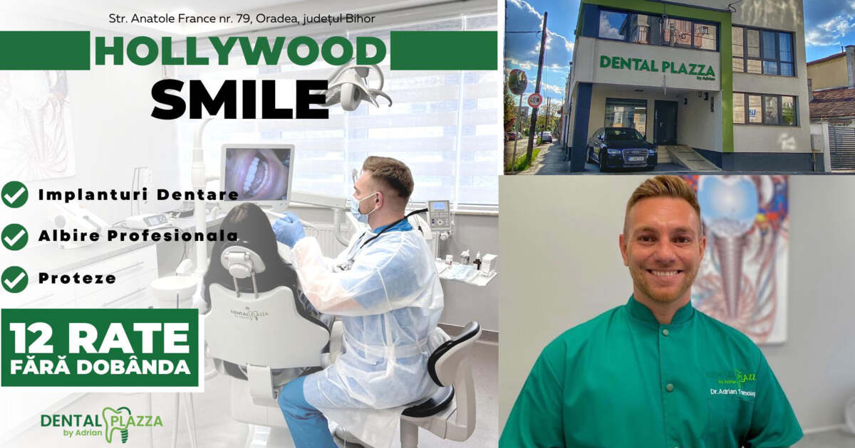 Hollywood Smile! 12 rate fără dobândă la implanturi dentare, proteze, albiri profesionale, doar ...