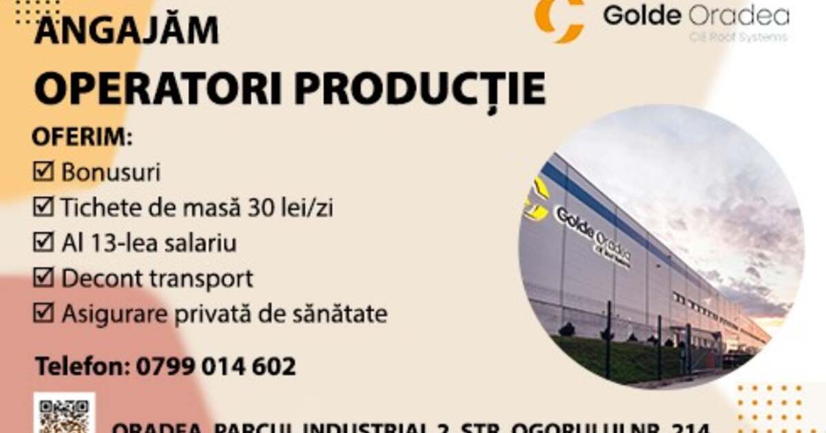 Golde Oradea angajează operatori producție - BIHON