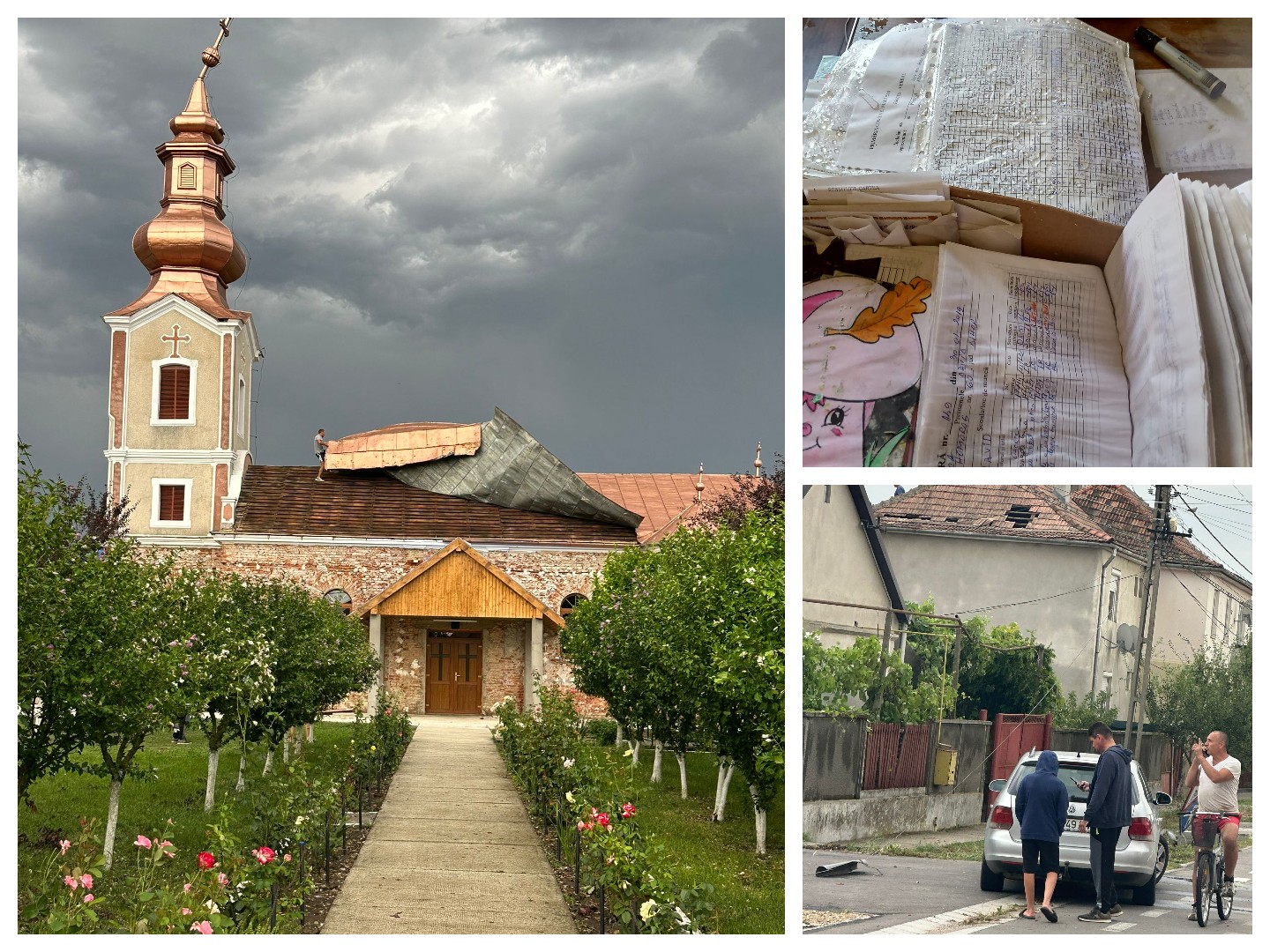 Biserica din Mădăras cu acoperișul distrus și crucea ruptă - BIHON