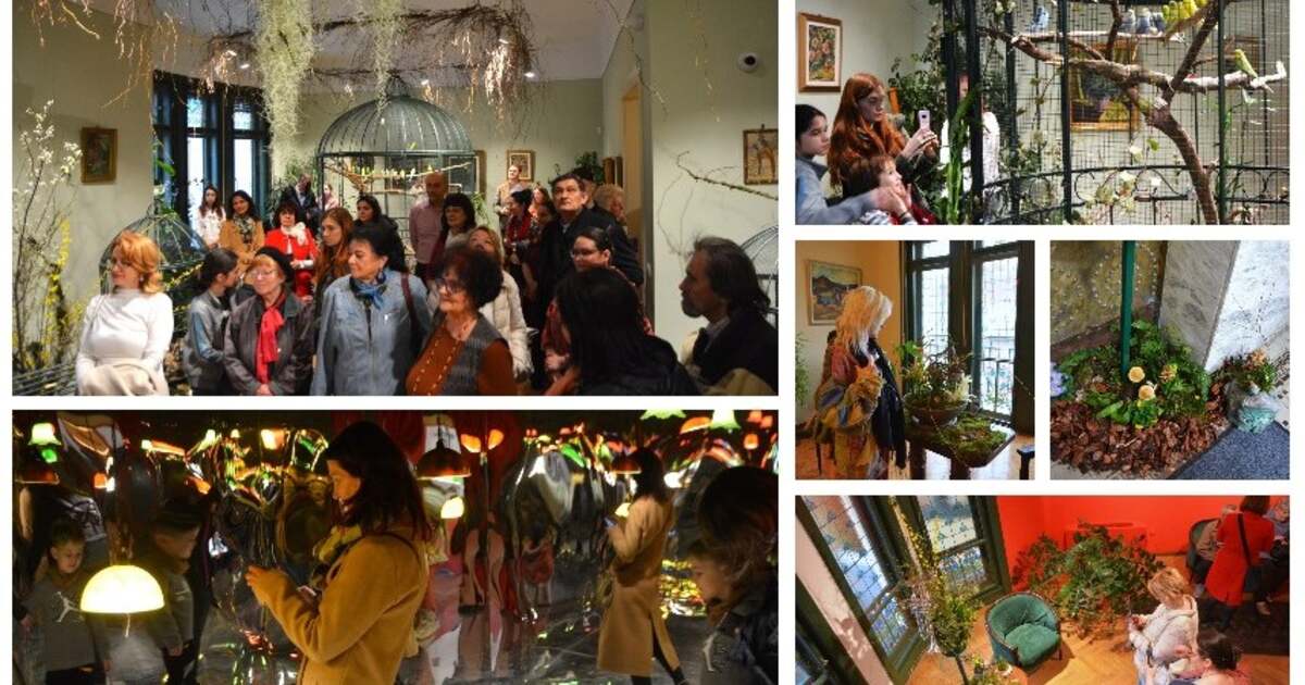 Păsări vii şi aranjamente florale în expoziţia imersivă „Sunetul ...