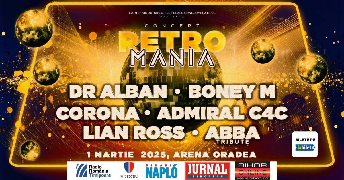 Retro Mania 2025: Cele mai mari hituri din anii ’70, ’80 și ’90 revin pe scenă la Arena Oradea ...